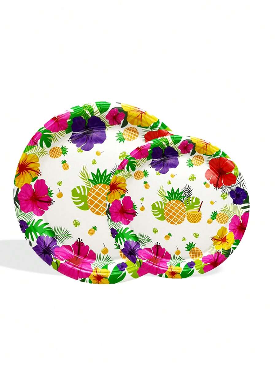 24 Pieces Set, Disposable Paper Plates Made Of Materials, Summer Fruit ...