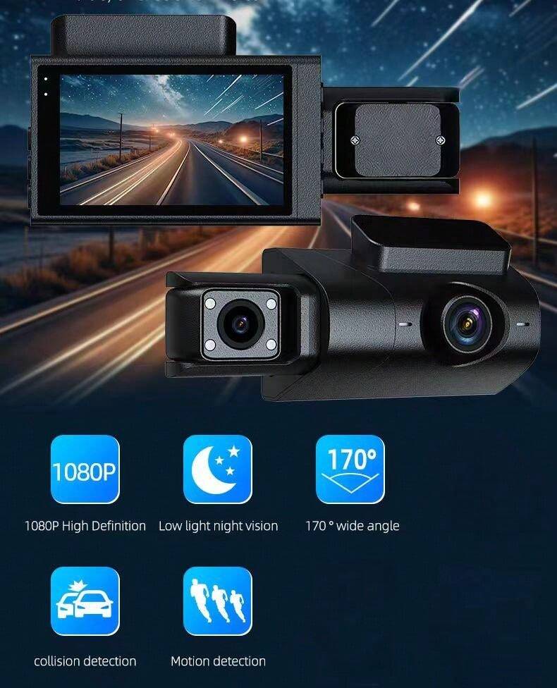 3-Zoll-Bildschirm 2-Linsen HD 1080P Verkehrsrekorder, der verdeckte ...