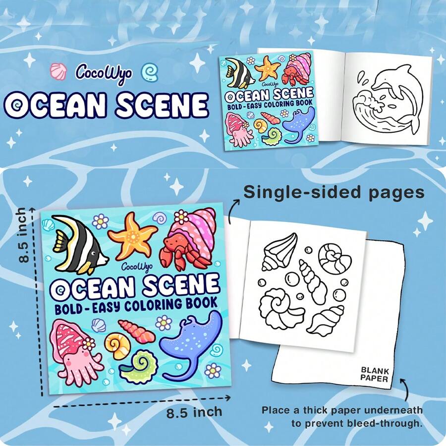 Ocean Scene: Coloring Book For Adults And Kids, Bold And Easy Designs ...
