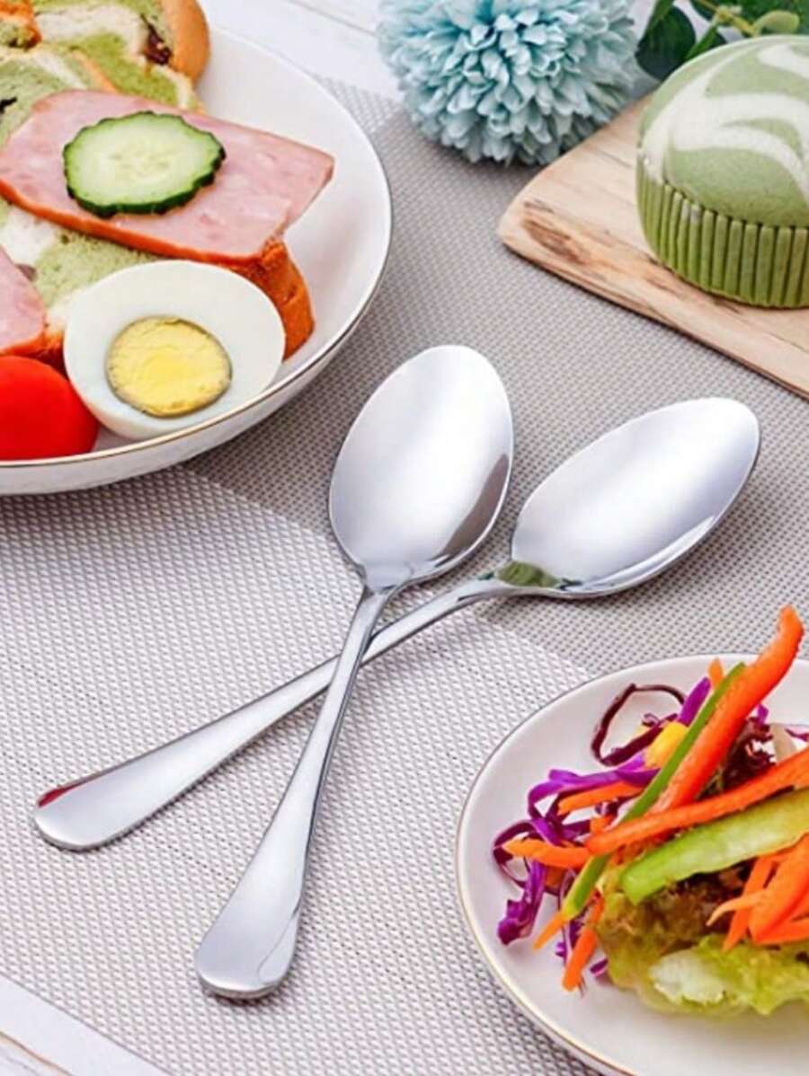12 Pieces Stainless Steel Cutlery Spoon Large Luxury For Soup Bar ...