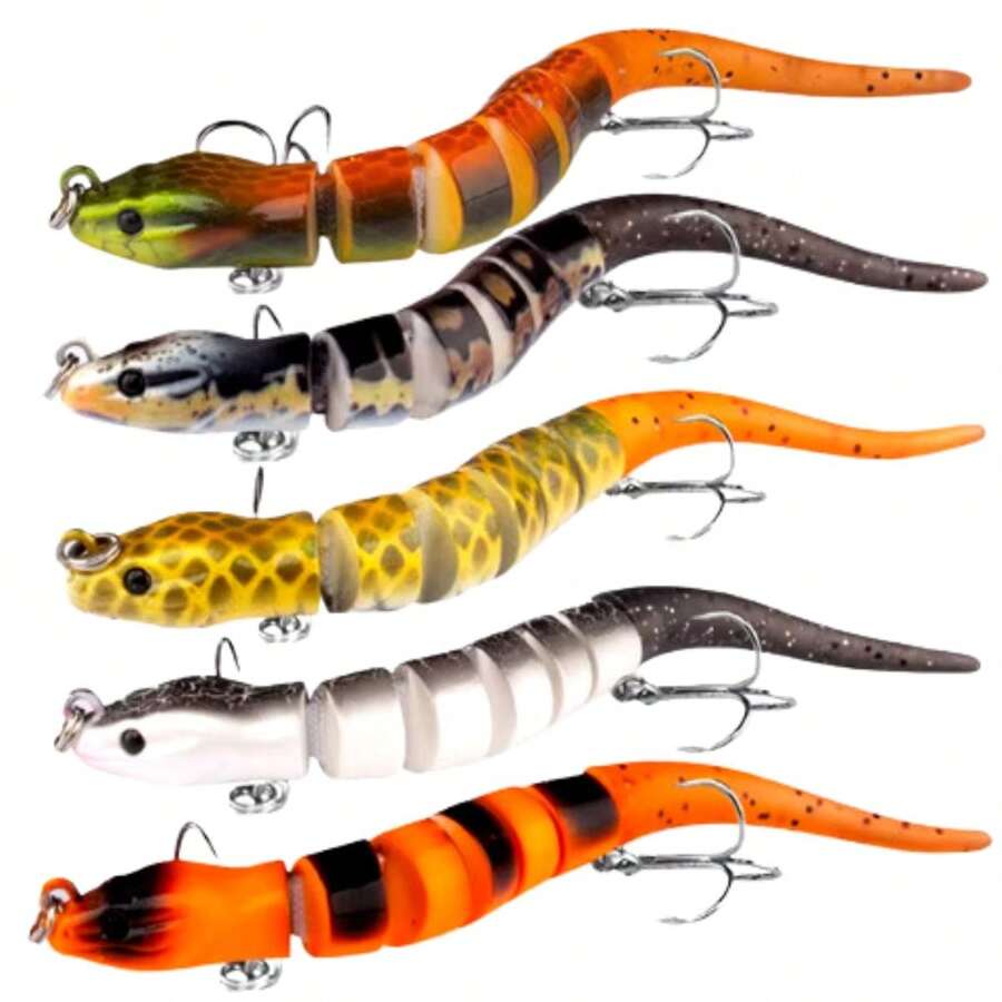 KIT 5 Artificial Lures For Fishing Articulated Eel 12cm Peacock Bass ...