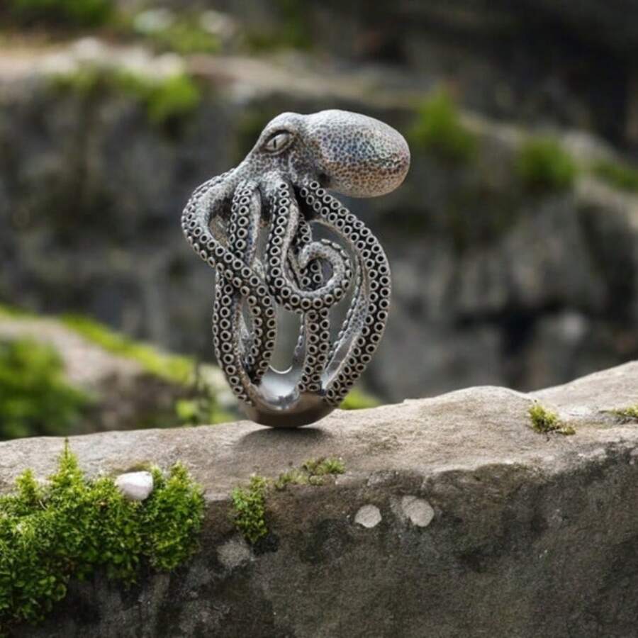 1pc Vintage Silver Octopus Ring, Sailor Ring, Octopus Tentacle Ring ...