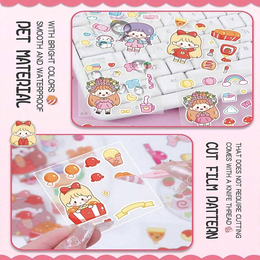 100pcs/Pack Unique PET Stickers, Cartoon Cute Stickers For Children ...