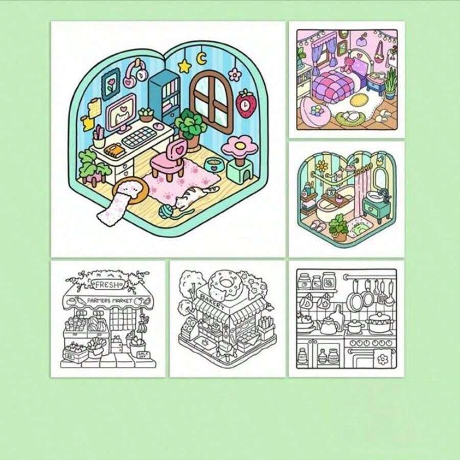 Little Corner: Coloring Book For Adults And Teens, Super Cute Designs ...