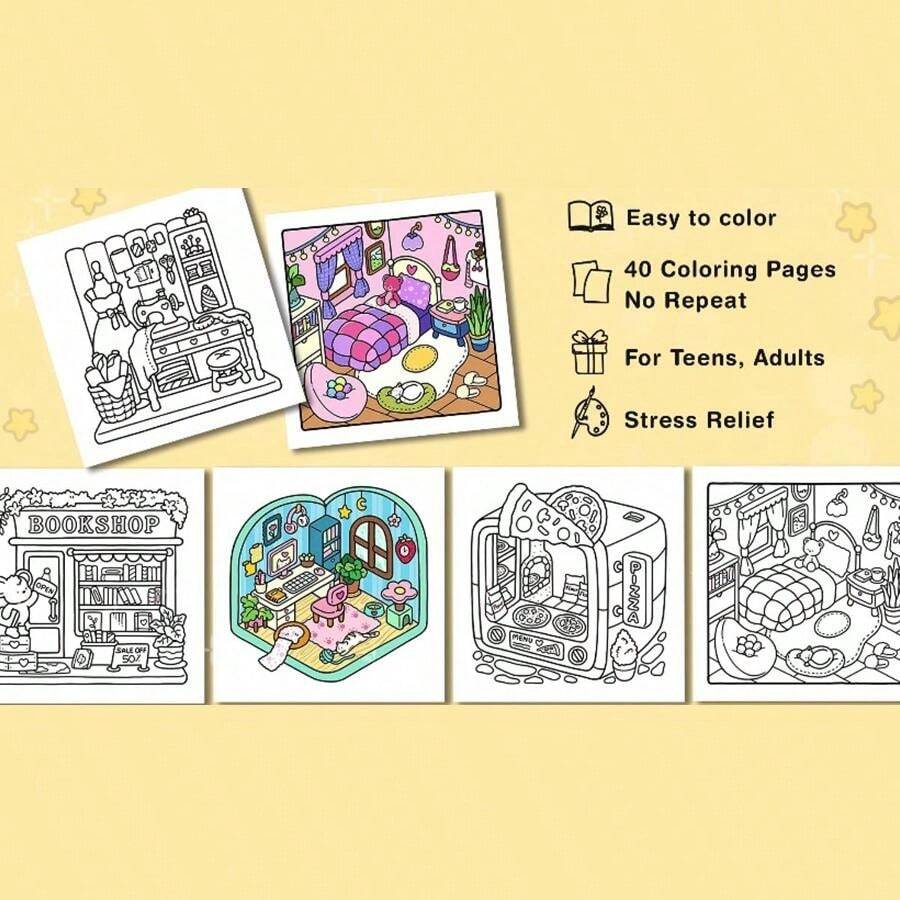 Little Corner: Coloring Book For Adults And Teens, Super Cute Designs ...
