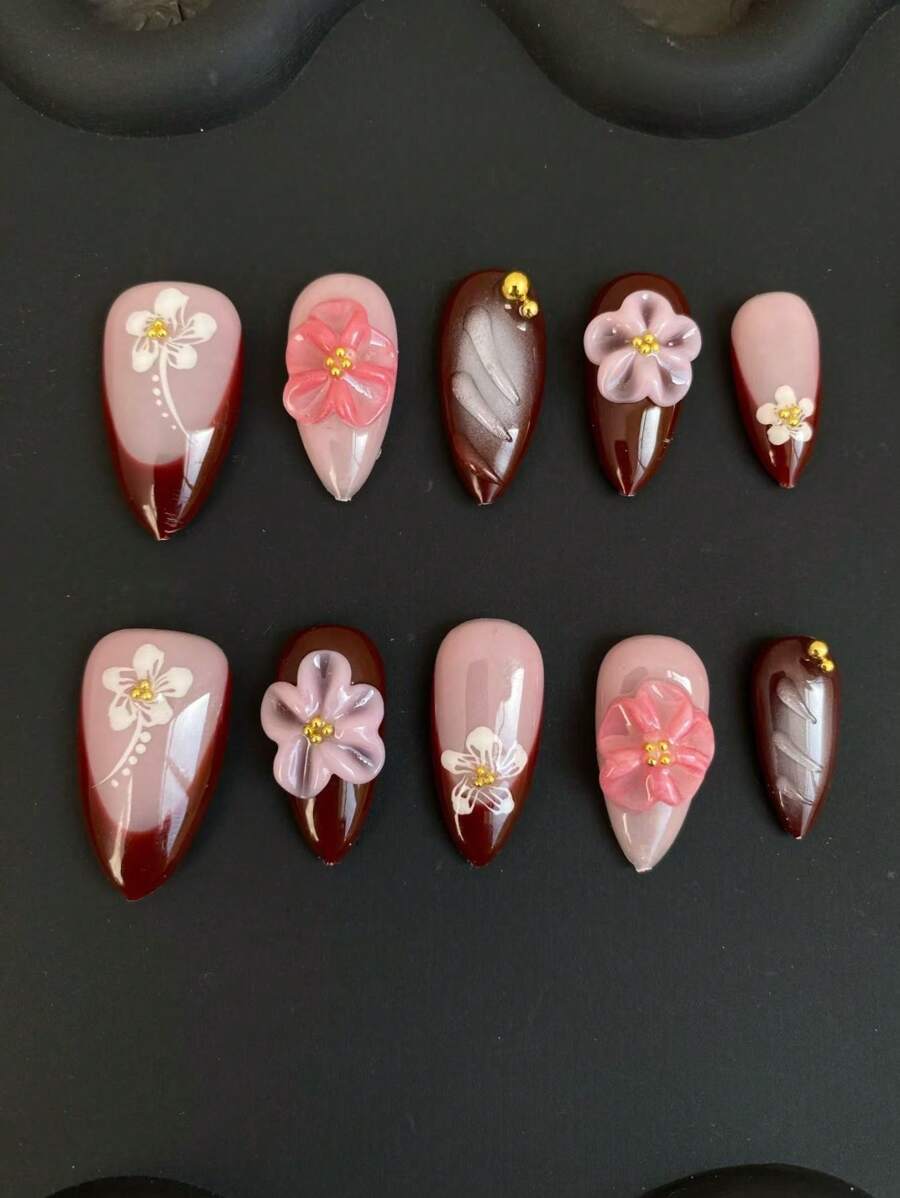 10 Pieces Of Pure Handmade Armour Hand-Painted French Gradient Craft 3D ...