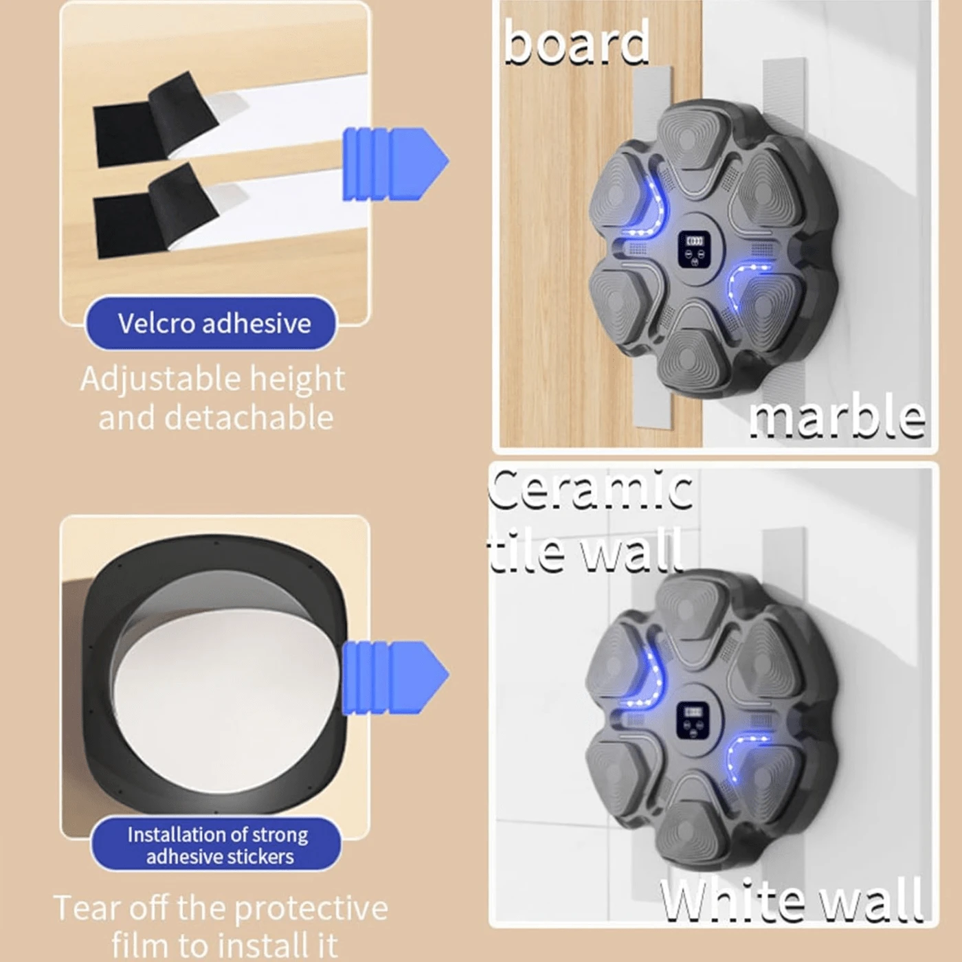 Music Boxing Machine, Smart Bluetooth Boxing Trainer, Wall Mounted ...