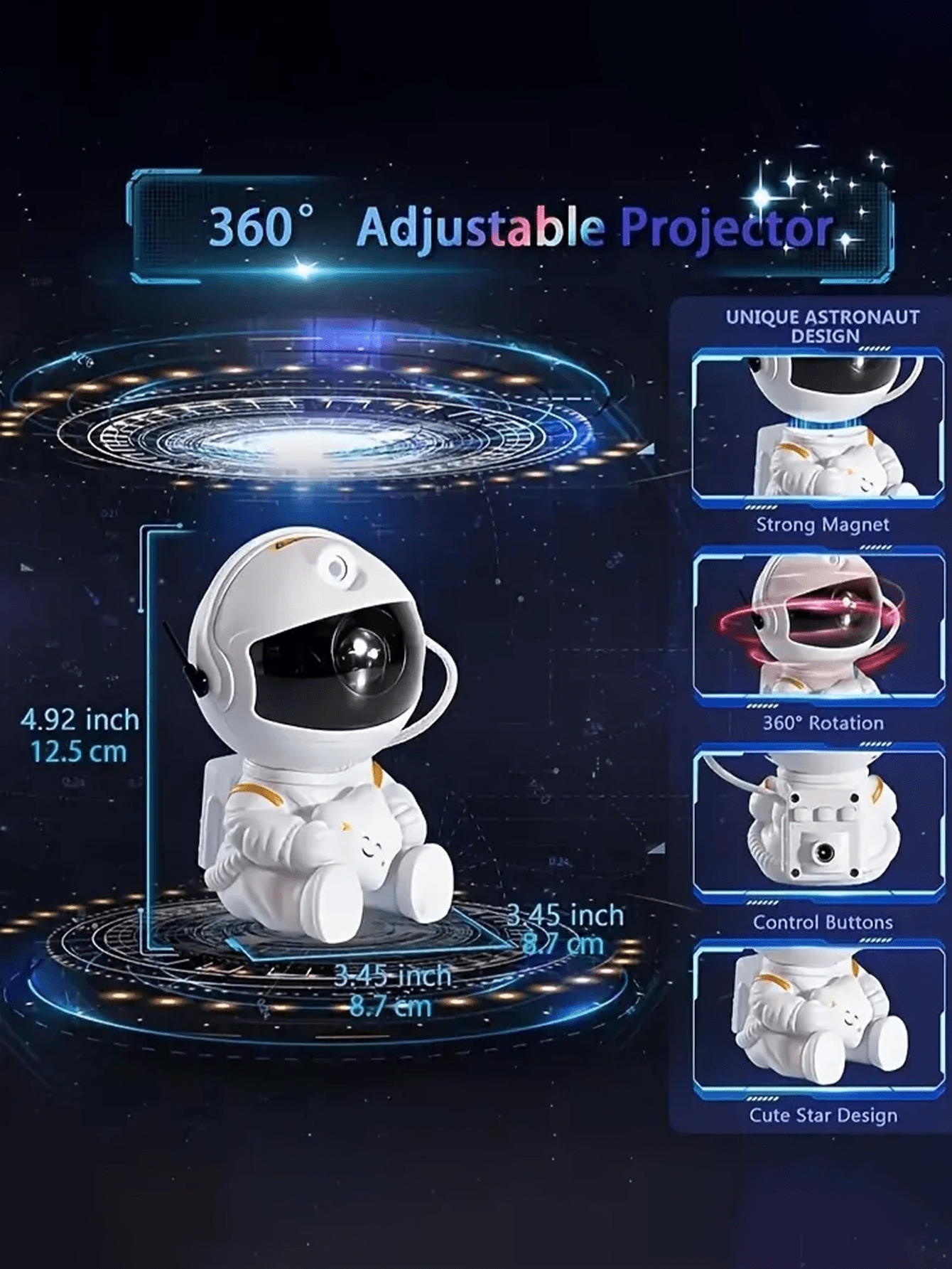 Astronaut LED Nebula & Star Projector Night Light With Guitar - Remote ...