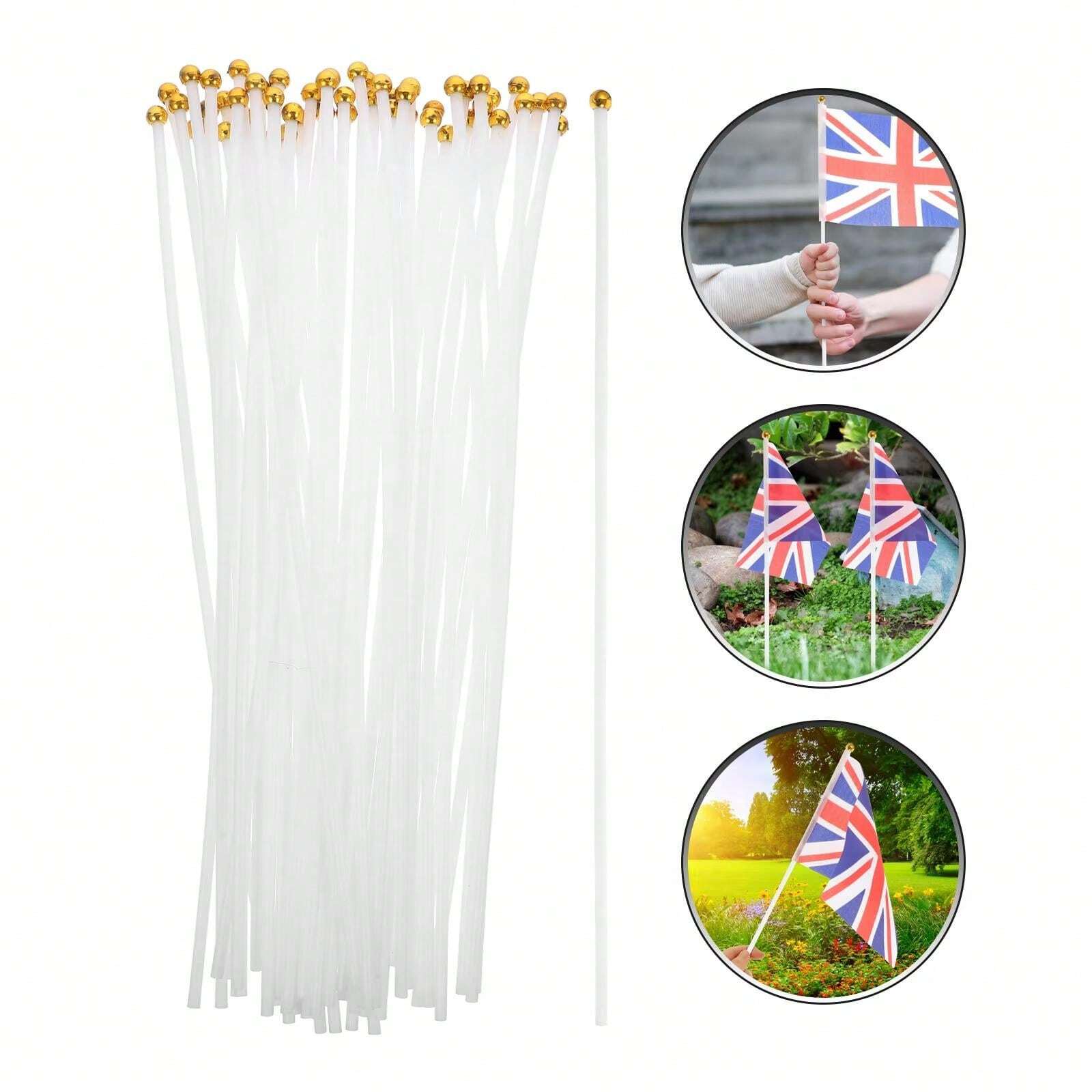 100pcs 28cm Plastic Flagpole, Hand Cranked Flagpole, Hand-Held Flagpole ...