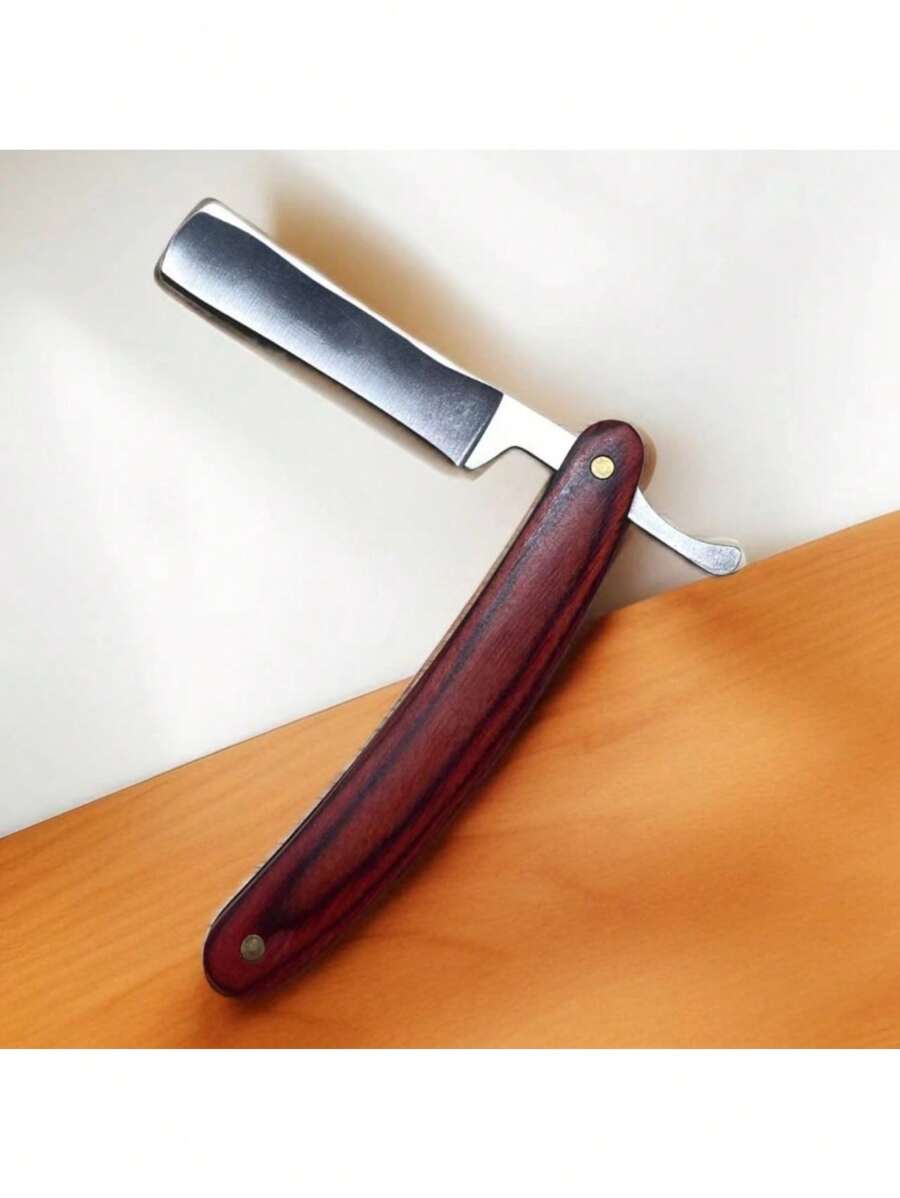 Vintage Straight Edge Razor Stainless Steel Barber Razor Wooden Handle ...