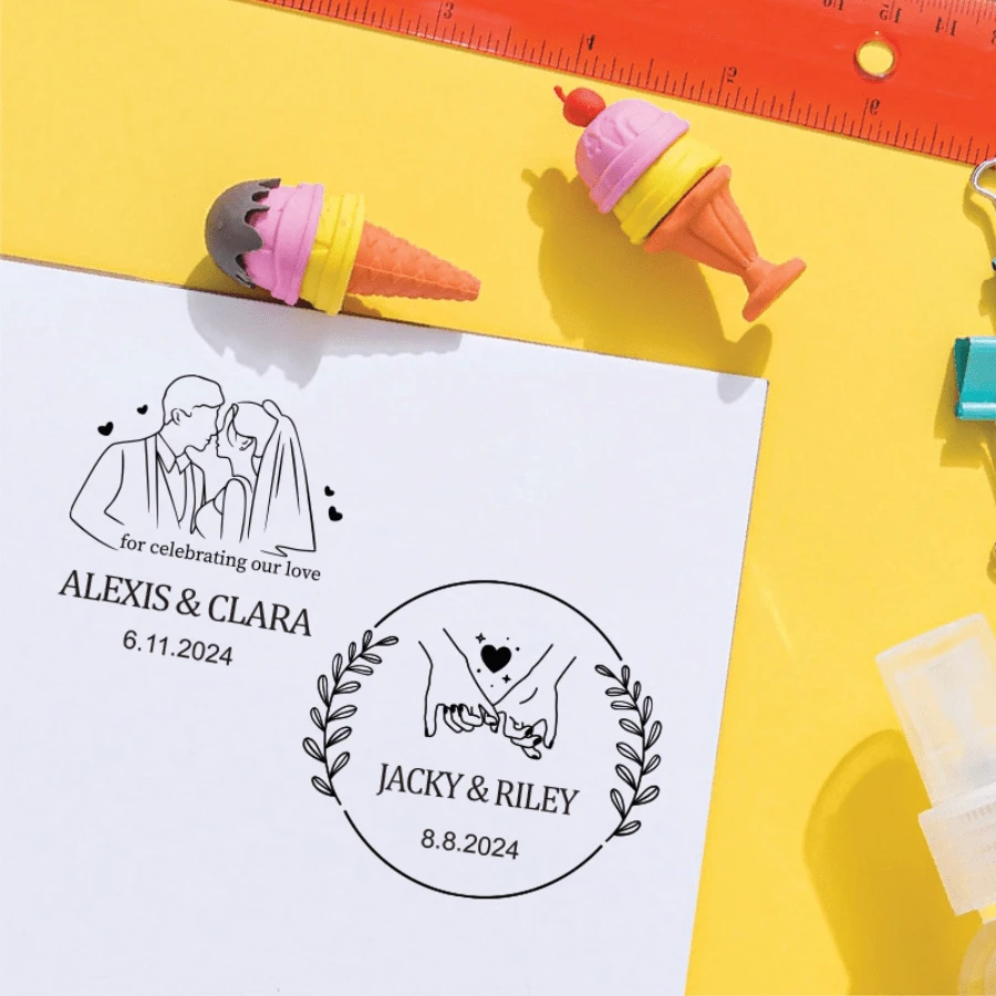 Sello personalizado de boda para invitaciones de boda personalizadas: agrega tus nombres y fecha ...