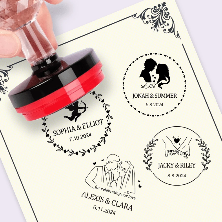 Sello personalizado de boda para invitaciones de boda personalizadas: agrega tus nombres y fecha ...
