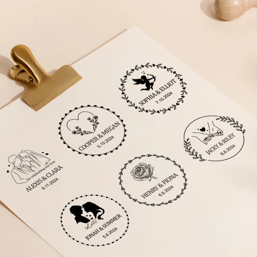 Sello personalizado de boda para invitaciones de boda personalizadas: agrega tus nombres y fecha ...