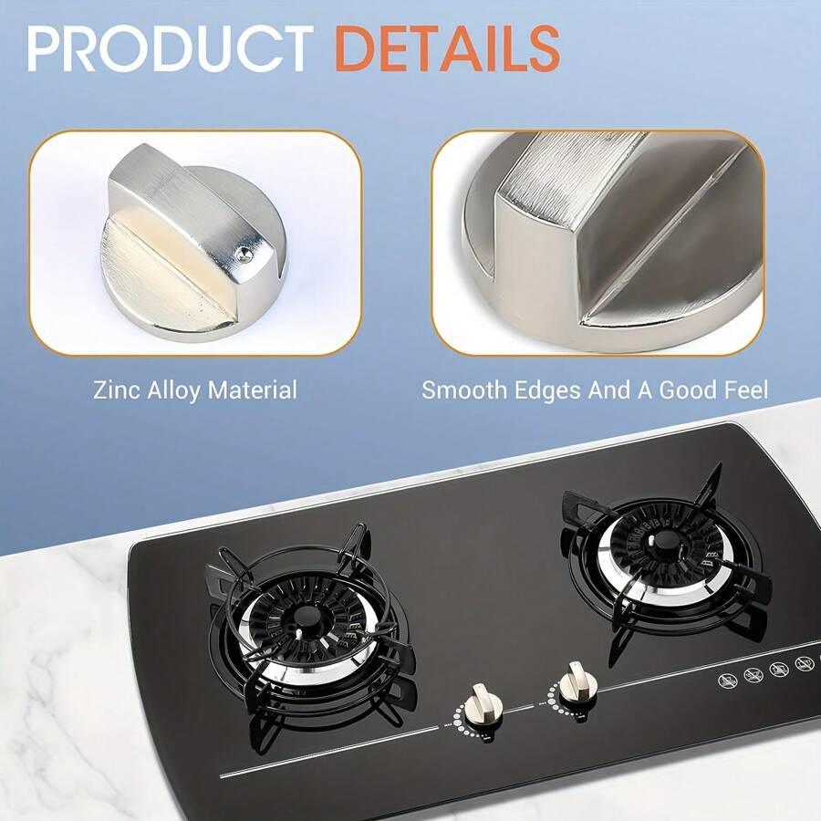2pcs/4pcs Stainless Steel Gas Stove Knobs, Universal 6mm Kitchen Stove ...