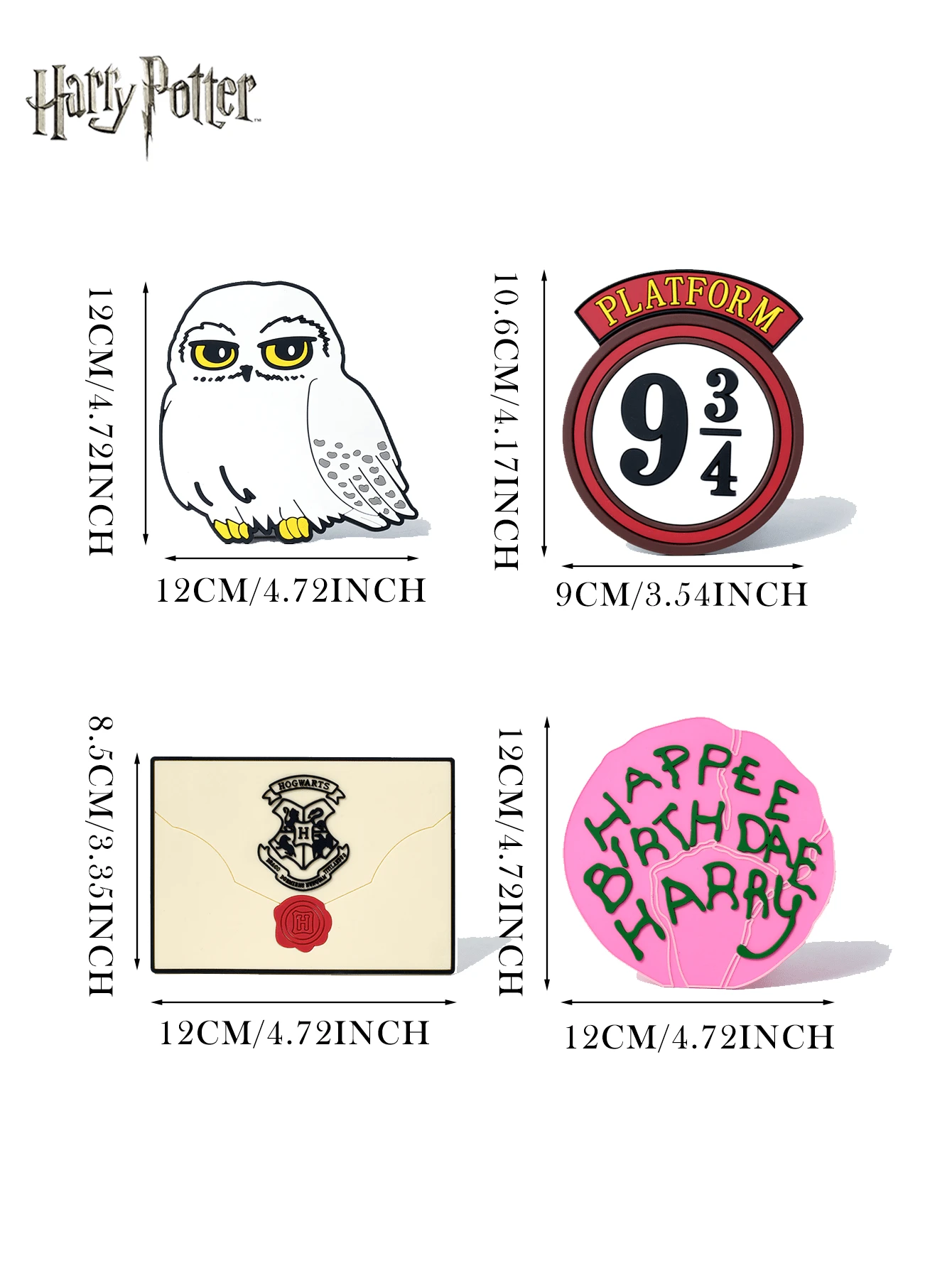 WB 4PCS/Set Harry Potter Authorization Hedwig Platform 9 And 3/4 Hagrid ...