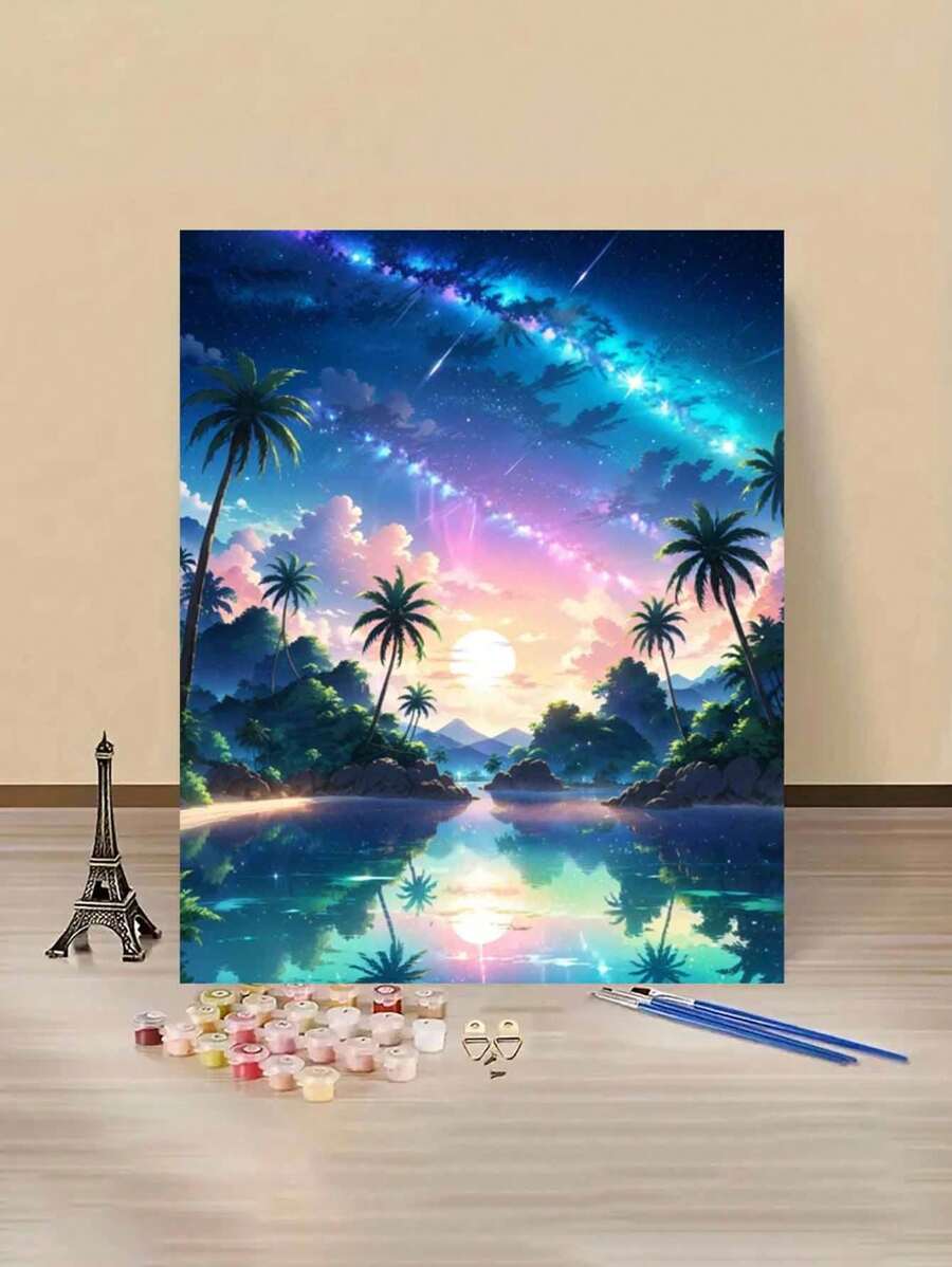 لوحة رسم رقمي للشاطئ إضاءة الحياة الإبداعية، تصوير عالم ملون لوحة رسم رقمي Diy، ابدأ رحلتك
