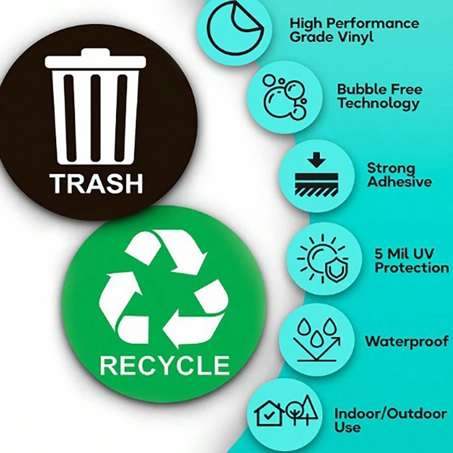 4 Pcs Coloured Bin Recycling Sticker Labels Bin Collection Signs Shein Eur