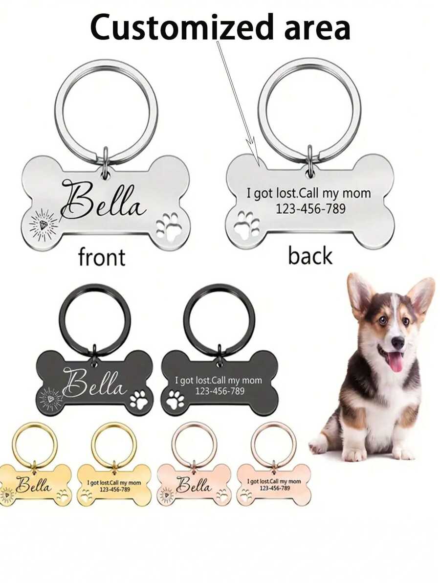 Personalized Pet Tag - Shiny Steel Nameplate, Free Engraving For Dogs ...