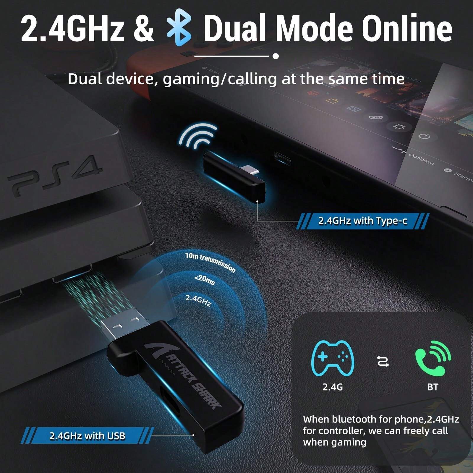 FREEWOLF FREEWOLF X ATTACK SHARK L80 Wireless Gaming Headset Ultralight Over Ear With 2.4Ghz USB ...