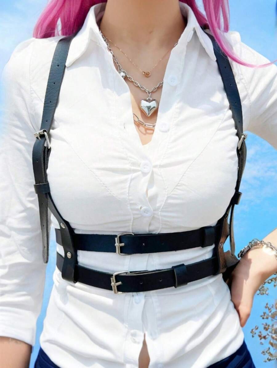 Punk PU Leather Body Harness Black Belt Harness Gothic PU Waist Belt ...
