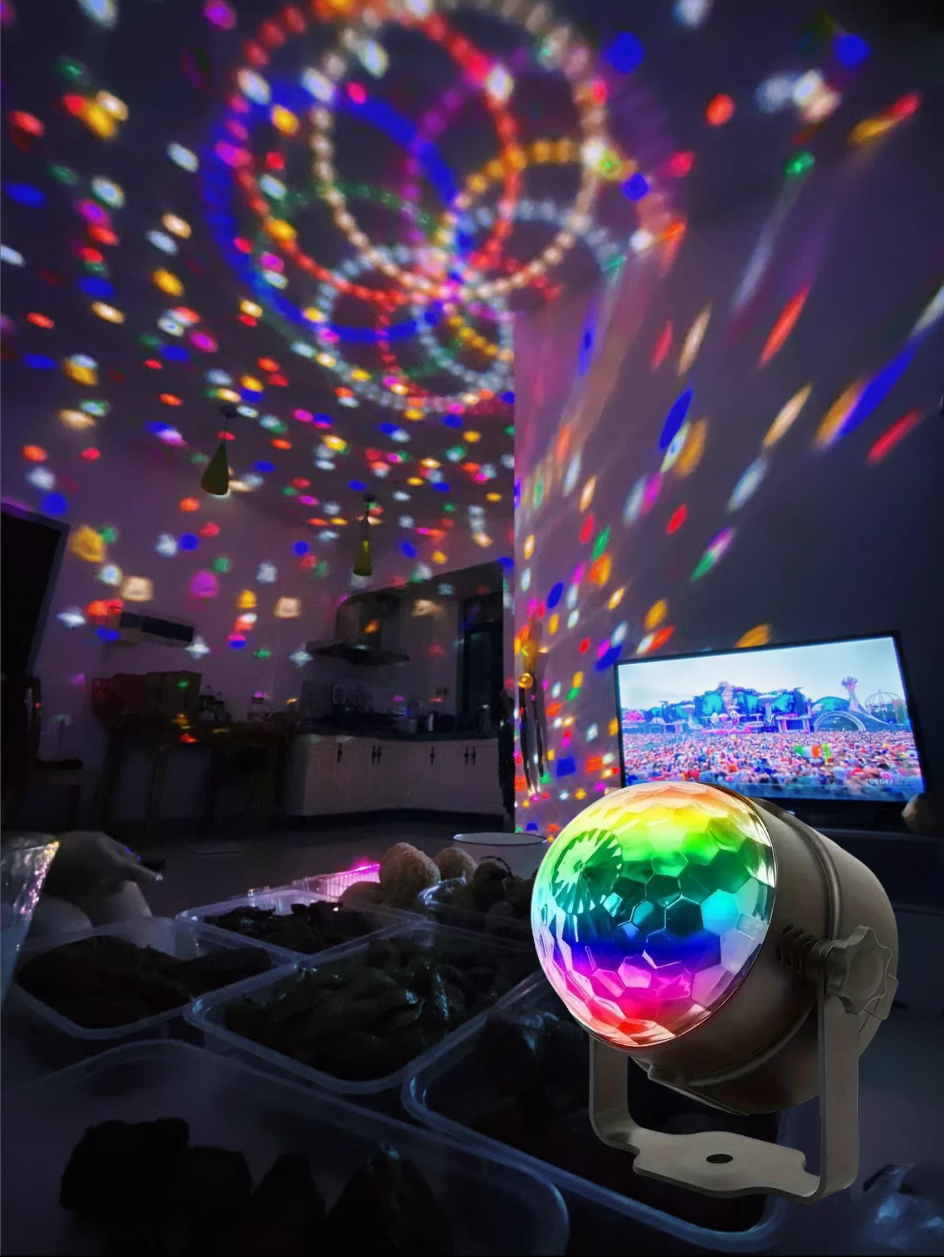 USB Powered Disco Ball Magic Atmosphere Projection Lamp, Plastic Countertop Rotating Party ...