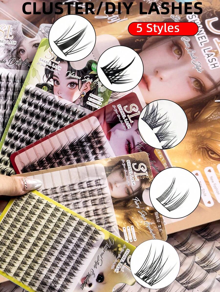 60pcs D Curl 12mm Cluster Anime Lashes Fairy Style Natural Look ...