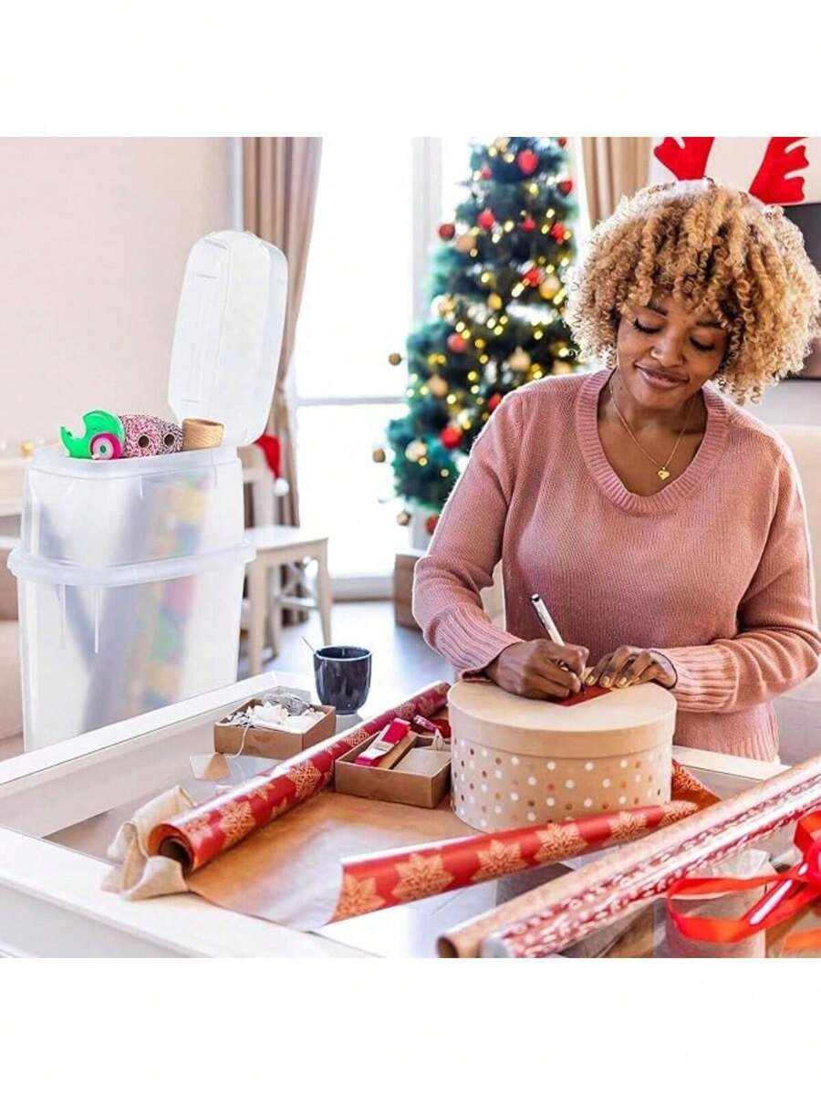 Wrap N' Craft Plastic Wrapping Paper Organizer Storage Container With ...