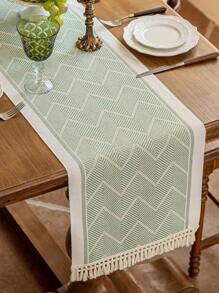 1pc Waterproof Table Runner With Tassels, Suitable For Home Decor ...