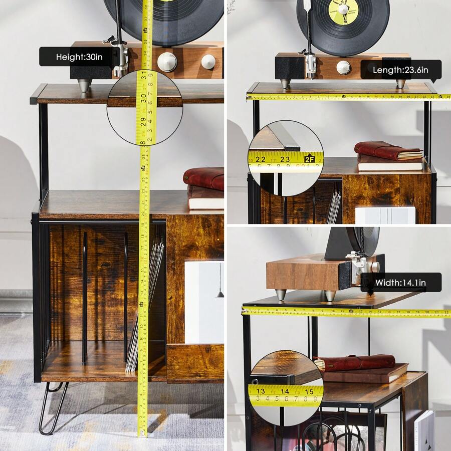 Turntable Stand, Record Player Stand With 3 Tiers Vinyl Record Storage ...