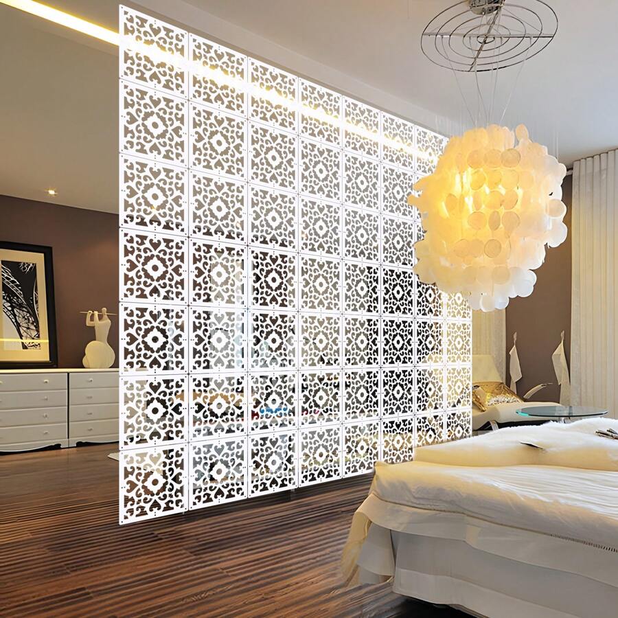24PCS Hanging Room Divider Panels Thick White Privacy Screen Divider ...