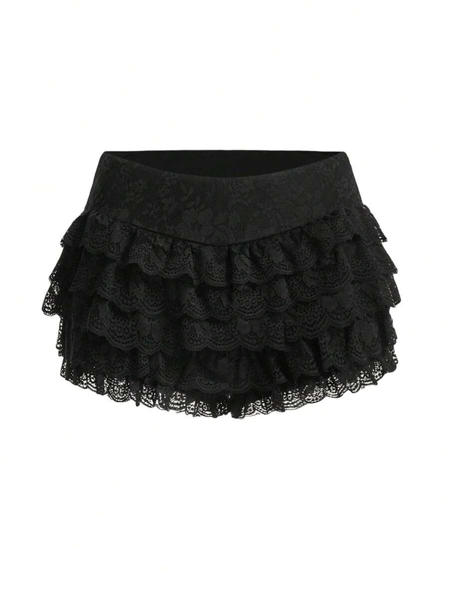Women's Y2k Ruffle Shorts Lace Lolita Bloomers Elastic Waist Bow Front ...