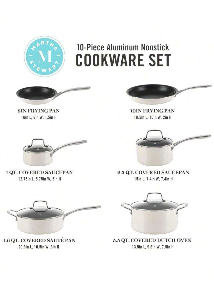 Lockton Premium Nonstick 10 Piece Enamel Heavy Gauge Aluminum Pots And ...