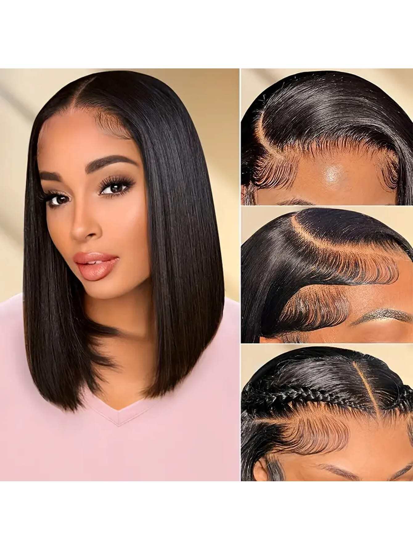 16Inch Discount Straight 13*4 Lace Front Human Hair Wigs 200% Density ...