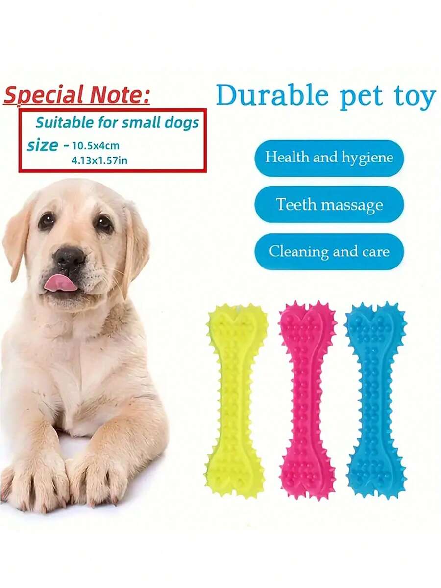 1pc Bone Shaped Dog Chew Toy, Teeth Cleaning Rubber Chew Stick Toy For ...