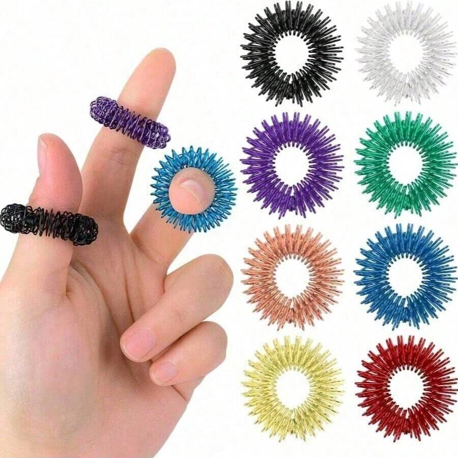 18PCS Acupressure Rings Spiky Sensory Finger Rings, Spiky Finger Ring ...