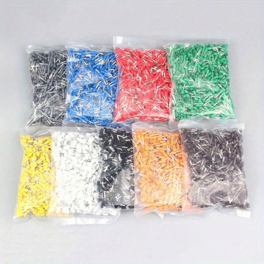 1000pcs Insulating Terminal Crimp Connectors, E0508 E7508 E1008 E1508 ...