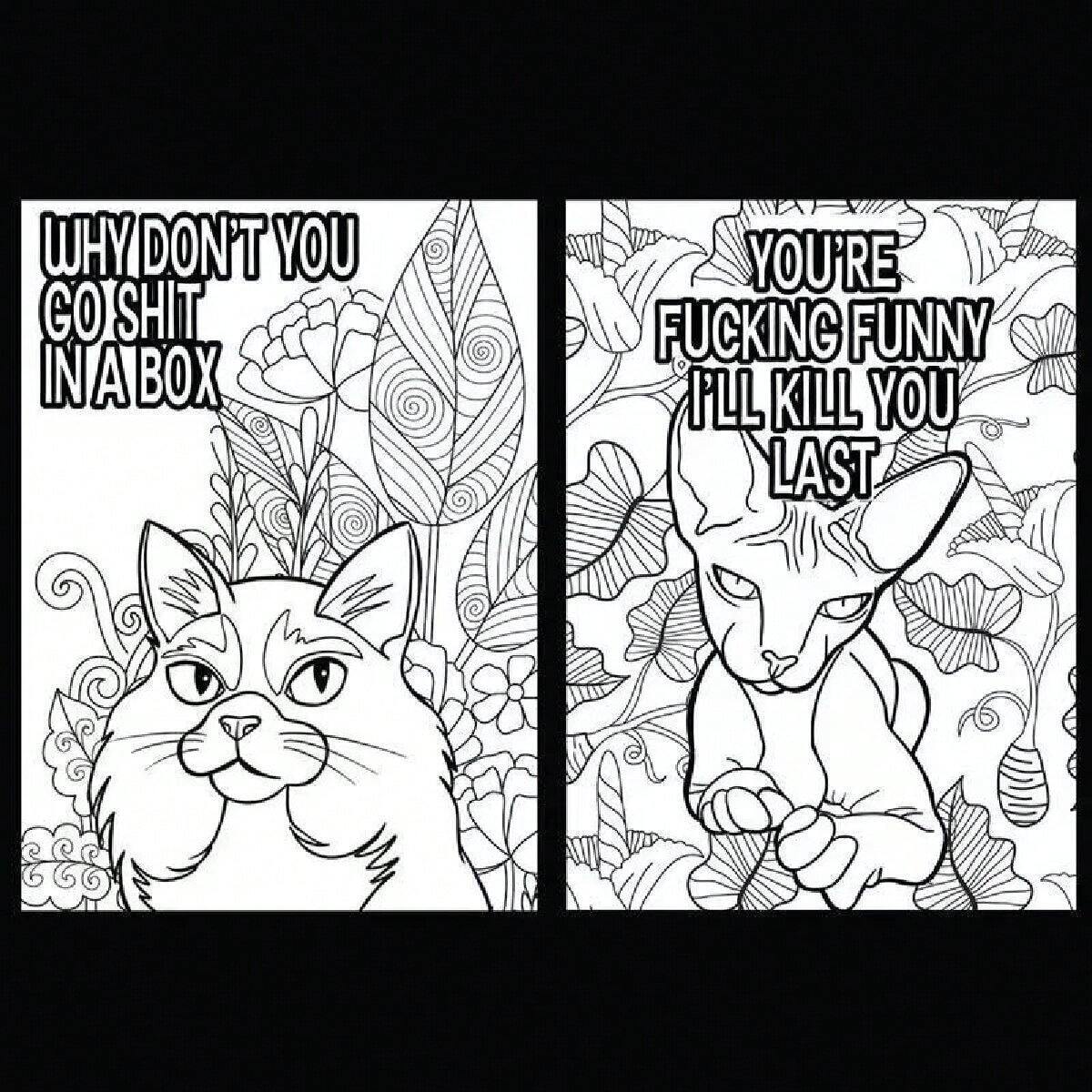 Funny Kitty Memes Coloring Book. Parent-Child Activity. Homework. Gift ...