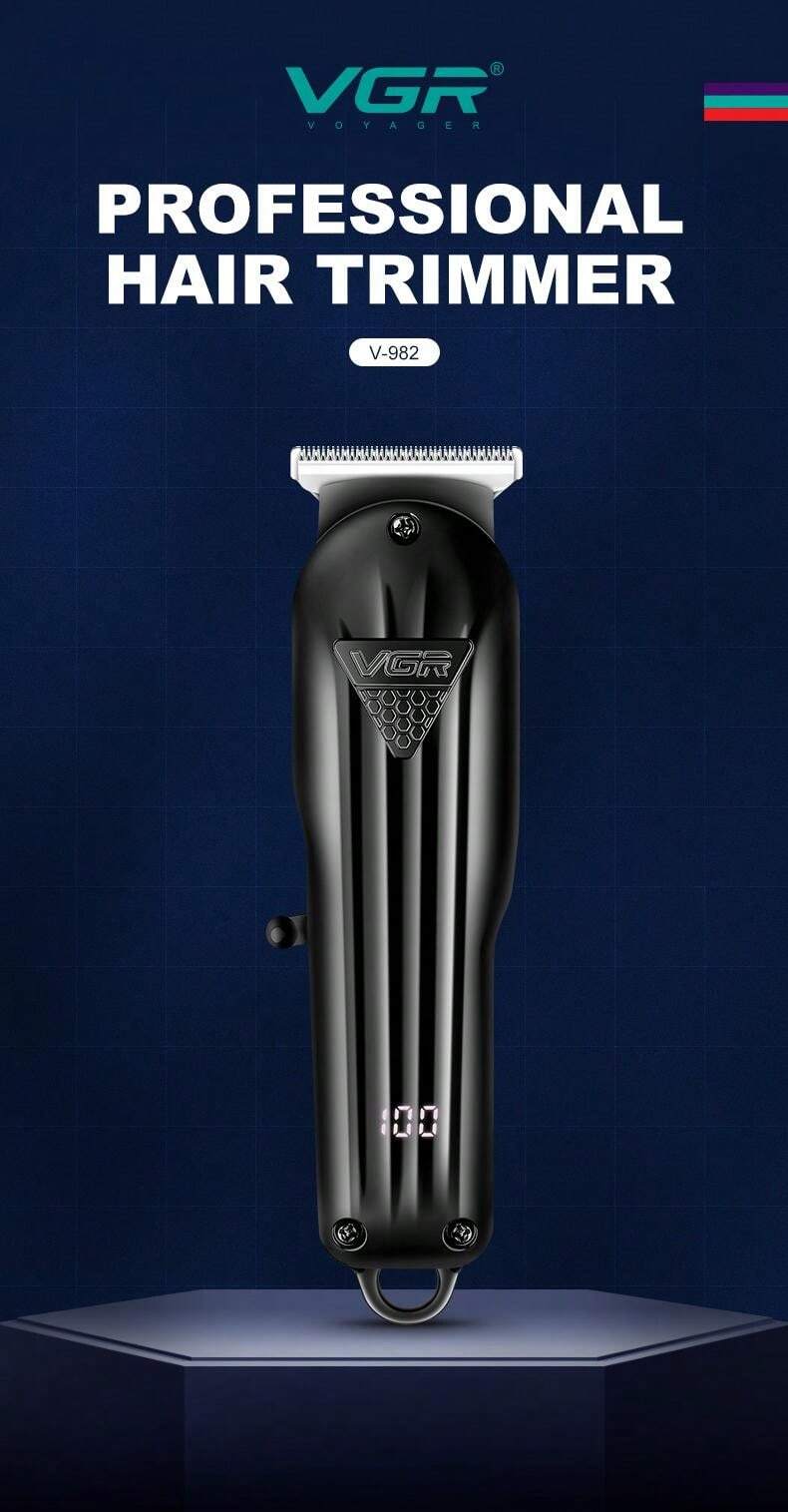 VGR VGR Hair Clipper Cordless Portable Digital Display Electric Hair Trimmers Plastic Adjustable ...