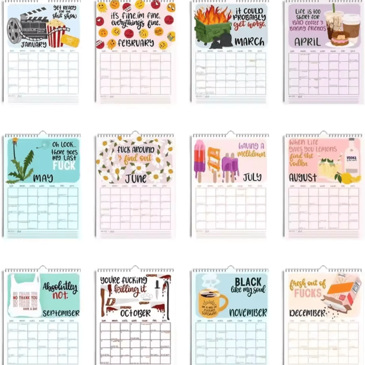 Here We Go Again 2025 Calendar Novelty Planning Wall Calendar Note Pads ...