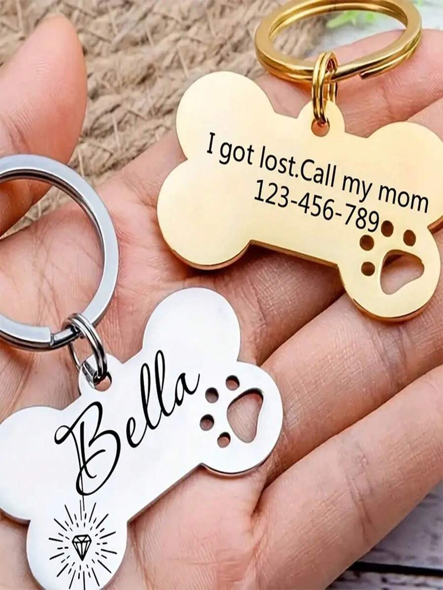 Personalized Pet Tag - Shiny Steel Nameplate, Free Engraving For Dogs ...