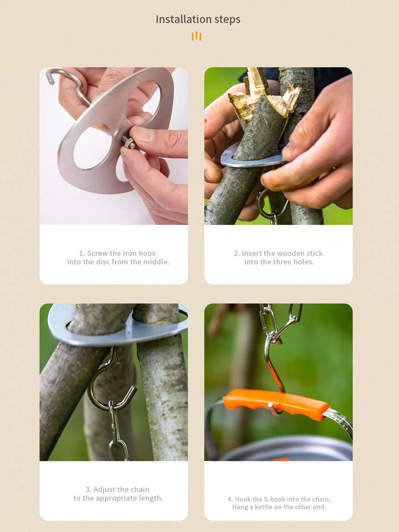 Outdoor Hanging Pot Stand, Triangular Piece Tree Pole Stand, Camping ...