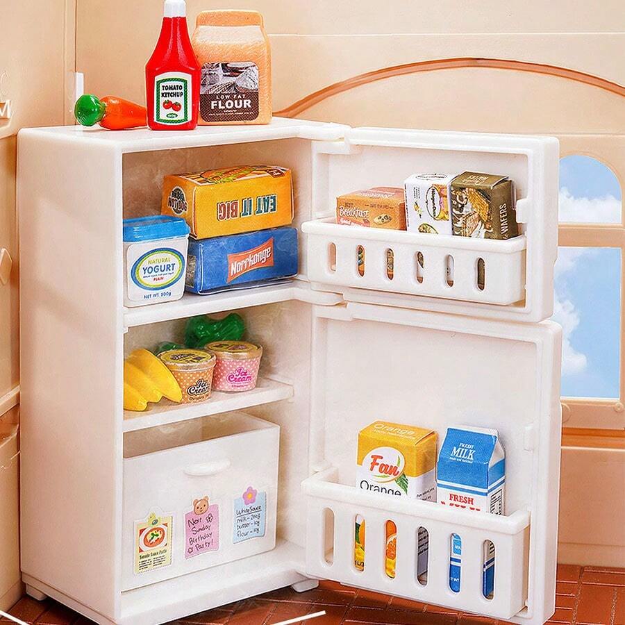 1pc/12 Doll House Mini Fridge Home Appliance / Cartoon Pink ...