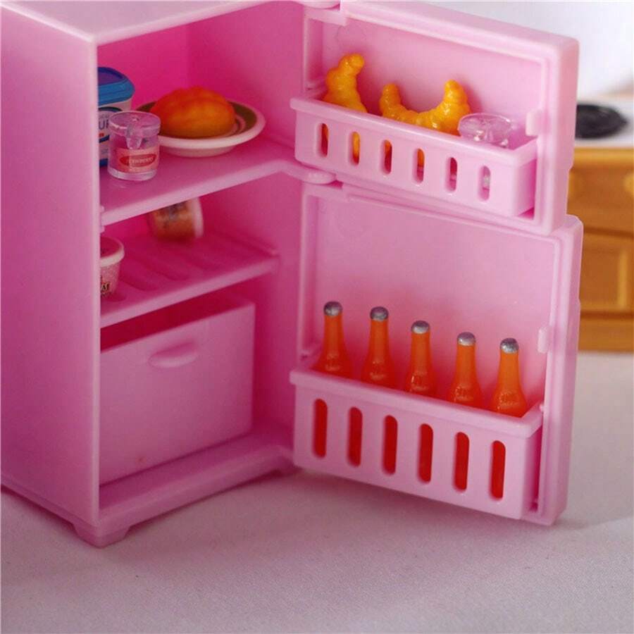 1pc/12 Doll House Mini Fridge Home Appliance / Cartoon Pink ...