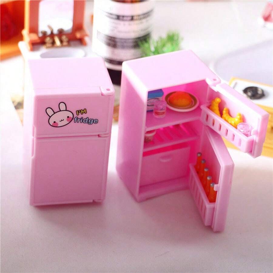 1pc/12 Doll House Mini Fridge Home Appliance / Cartoon Pink ...