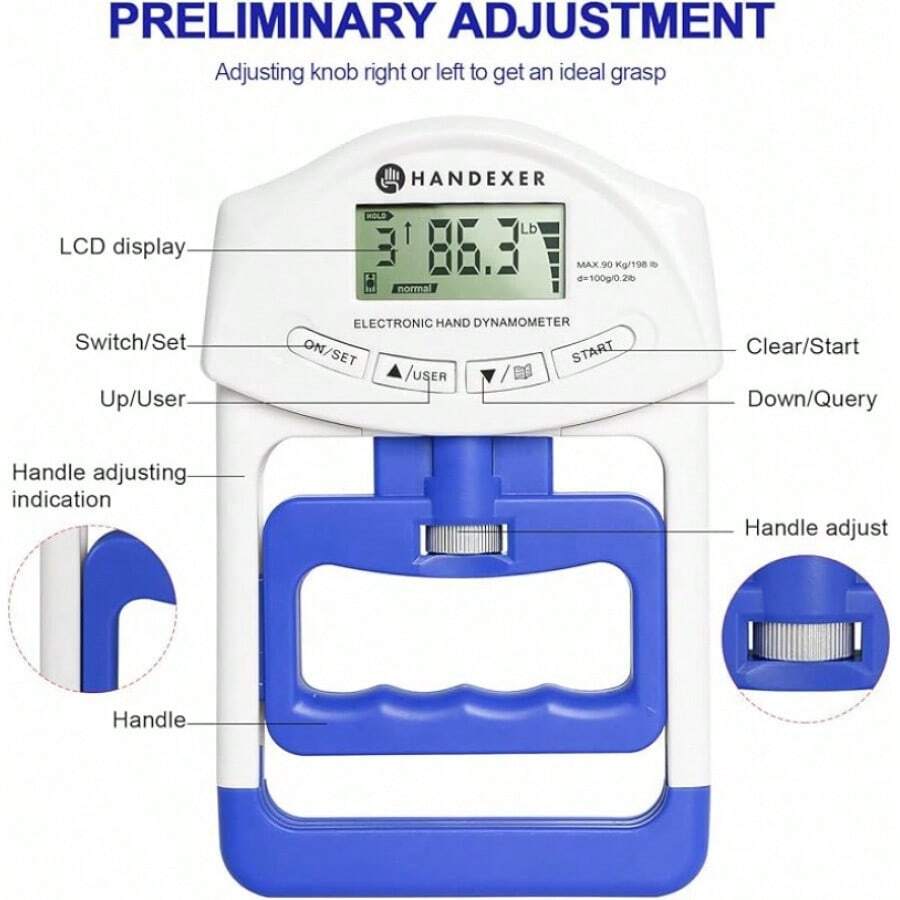 Grip Strength Tester 265lb/120kg, Digital Hand Dynamometer FDA ...