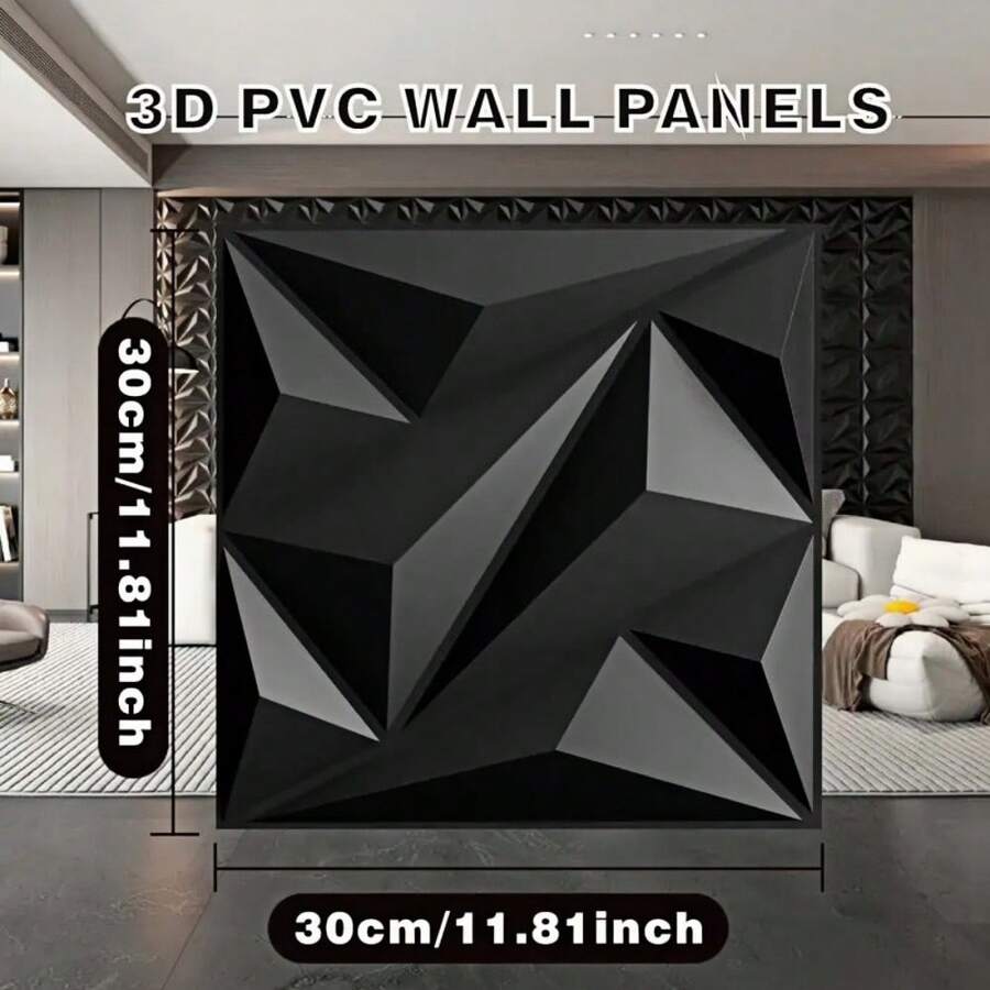 10pcs 3D Diamond Texture PVC Wall Panels - Suitable For Living Room ...