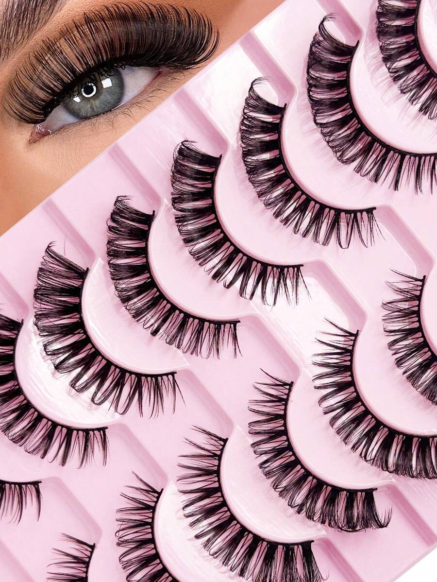 10 Pairs/Pack Fluffy Curly Eyelash Extensions, Dramatic Messy Faux Mink ...