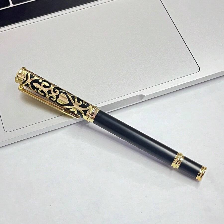 A Metal Business Office Signature Pen Gold Carving Pattern Pen Cap ...