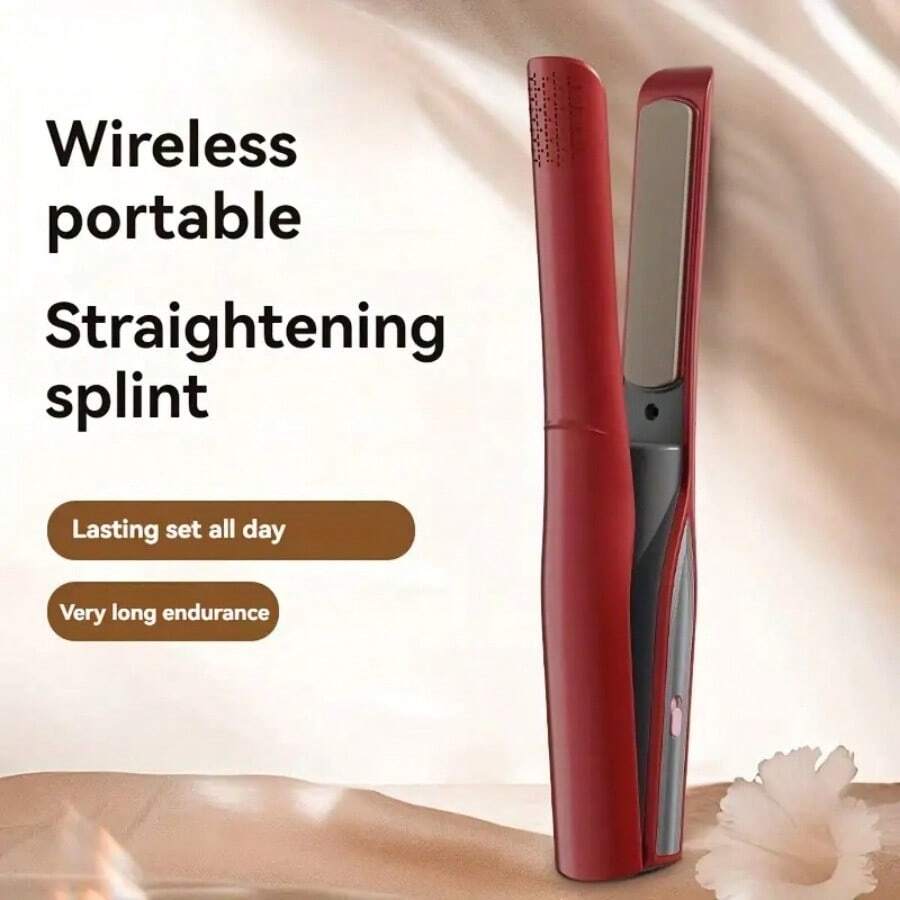 2-In-1 Cordless Straightening And Curling Iron, USB Rechargeable Portable Hair Straightener With ...