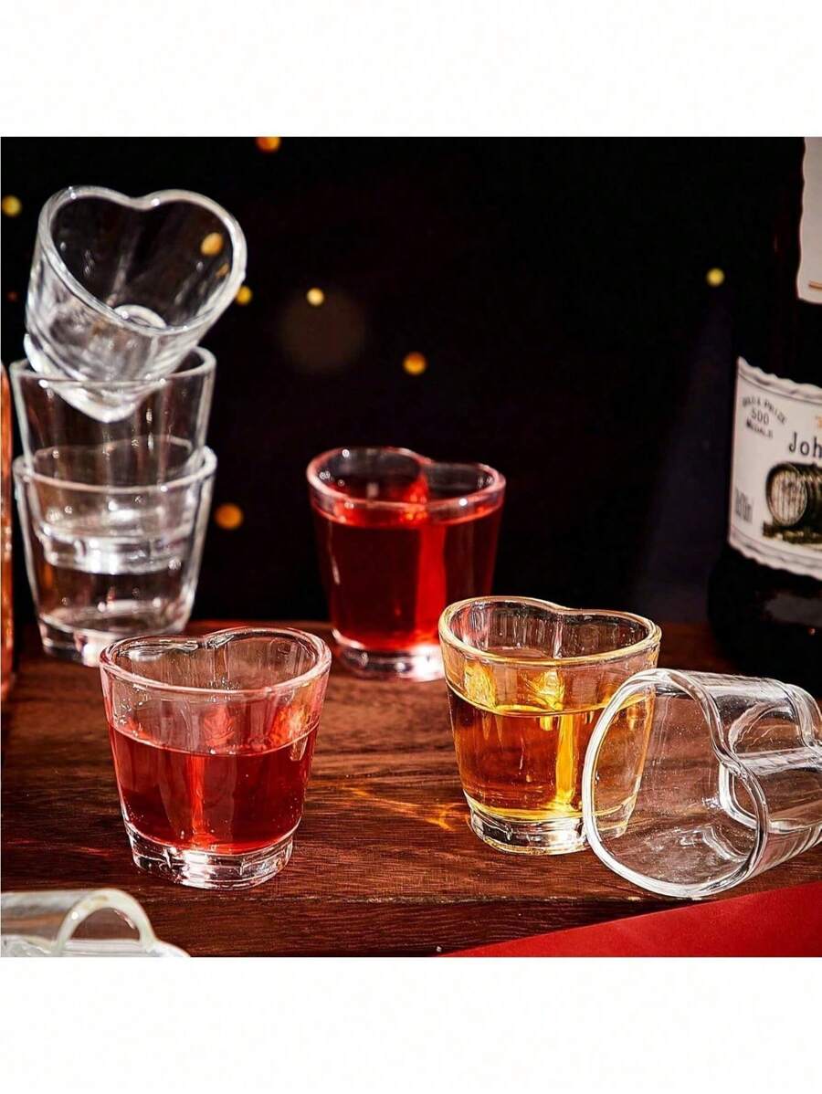2Pcs Heart Shaped Shot Glasses Set 1.5 Oz Clear Cute Mini Shot Glasses ...